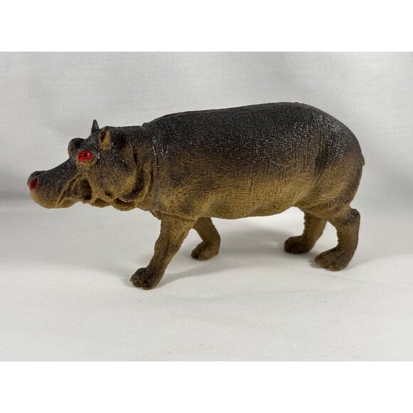 Toys | Realistic Brown Hippo Animal Figurine Handpainted Plastic Toy ...
